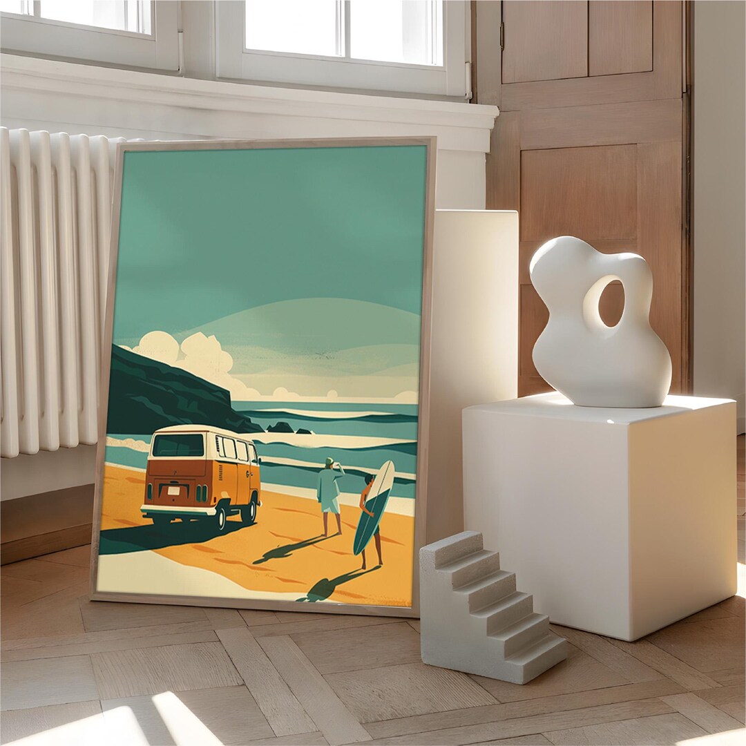 Retro Van Poster, VW Camper Van, Vintage Surf Poster, California Print ...