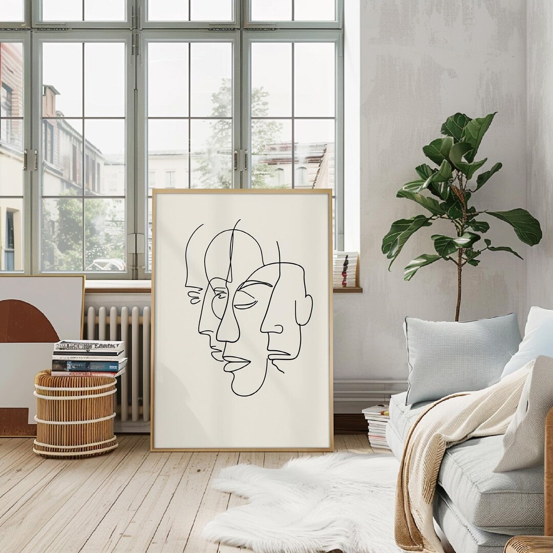 Picasso Wall Art, Poster One Line Drawing Picasso, One Line Art, Hugs ...