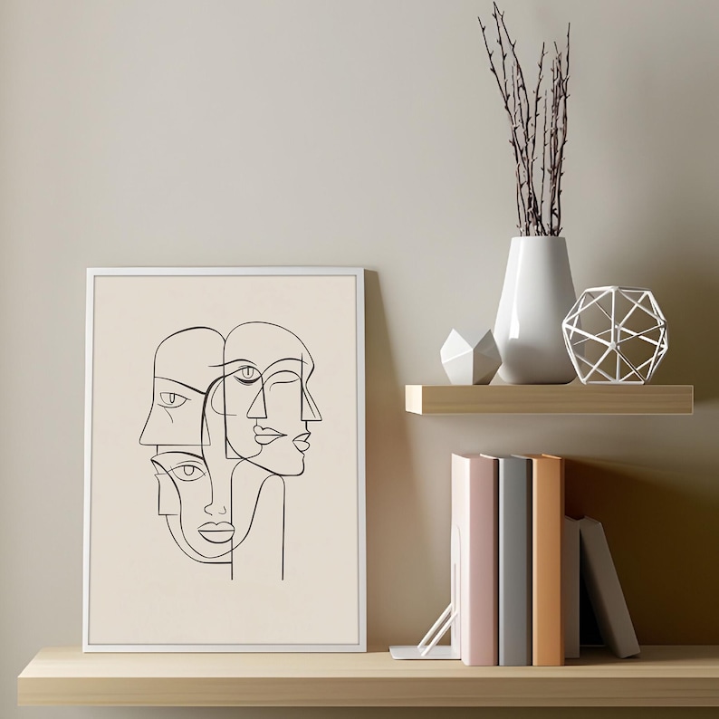 Picasso Wall Art, Poster One Line Drawing Picasso, One Line Art, Hugs ...