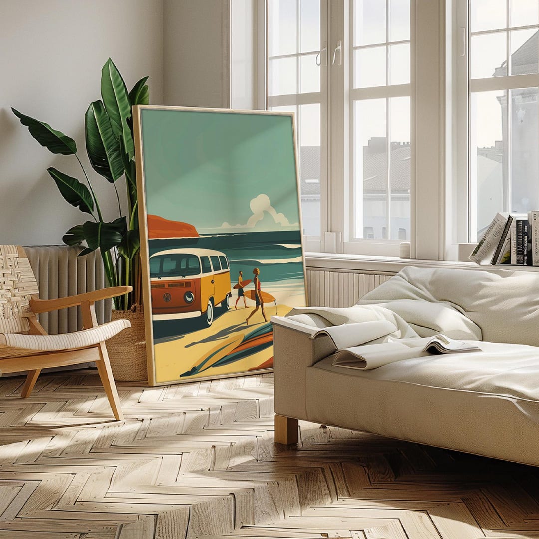 Retro Van Poster, VW Camper Van, Vintage Surf Poster, California Print ...