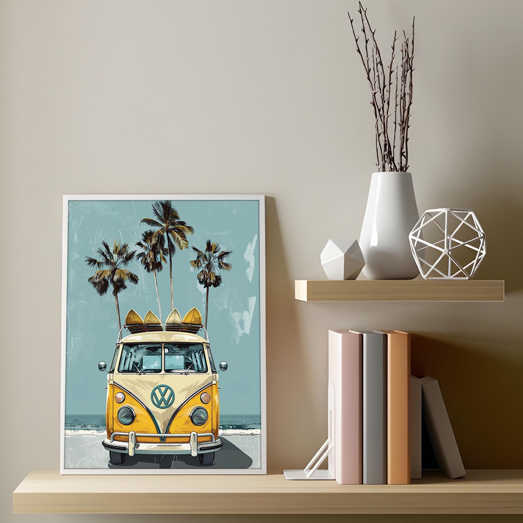 Camper Van Decor, VW Van Poster, Beach Print, Retro Van Print, Beach ...