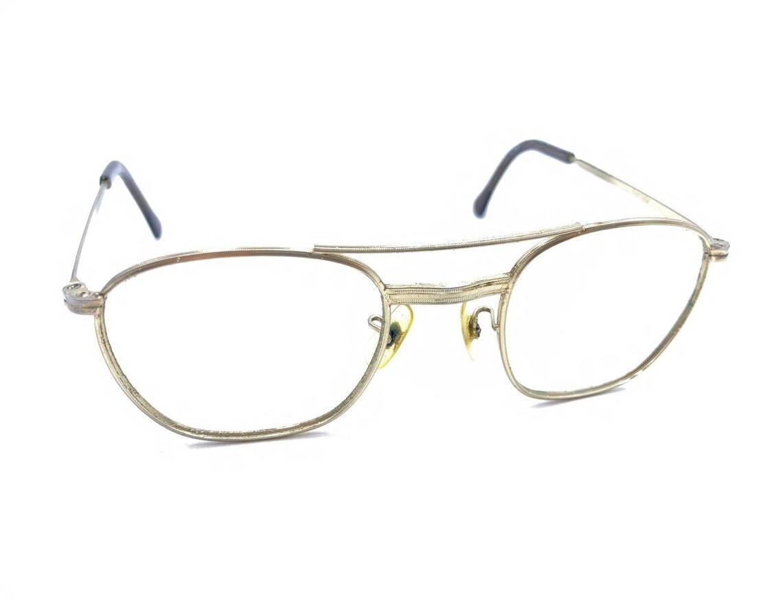 American Optical AO Vintage Gold Square Eyeglasses Frames 145 USA Men ...