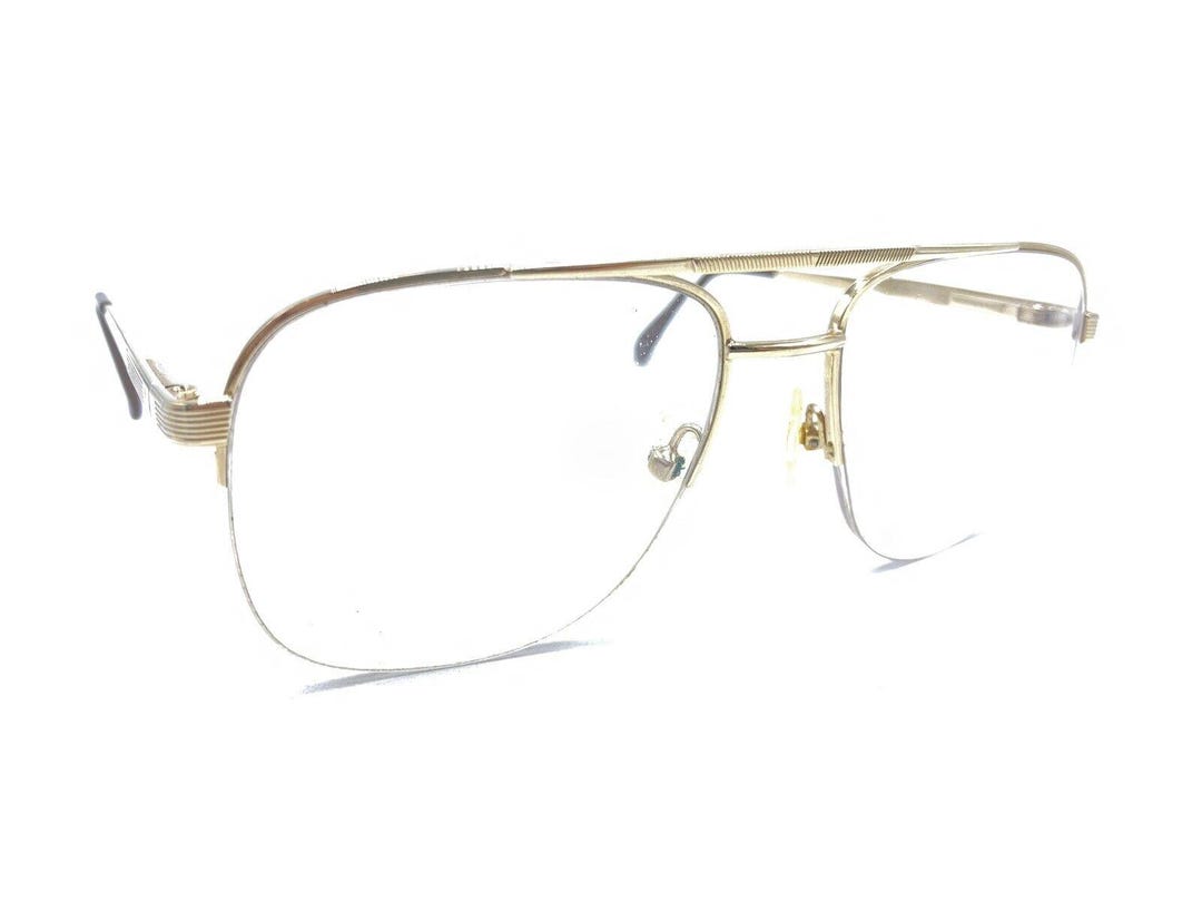 PC 101 Gold Large Metal Square Half Rim Eyeglasses Frames Designer Men ...