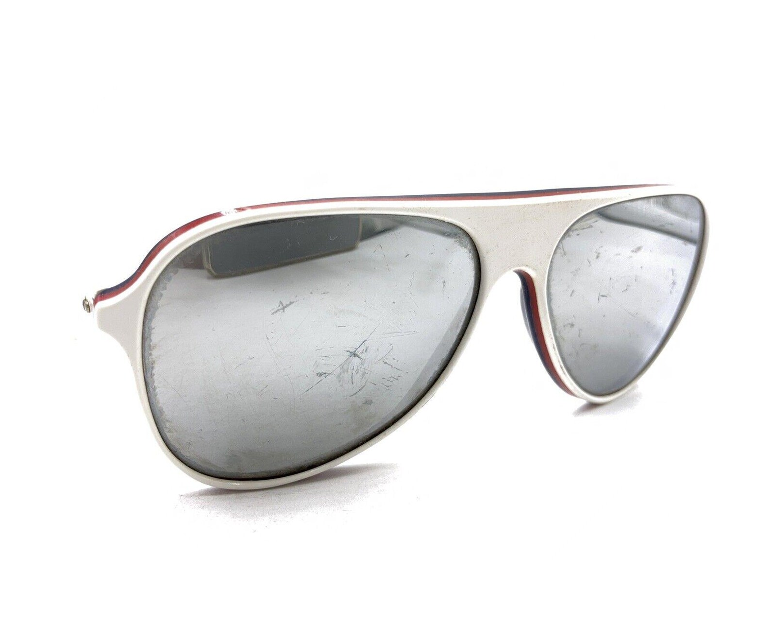 Vintage White Red Blue Aviator Sunglasses Frames Designer Retro Men ...
