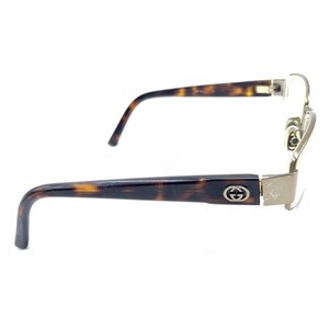 Gucci Gold Brown Tortoise Rectangle Eyeglasses Frames 53-17 135 Italy ...