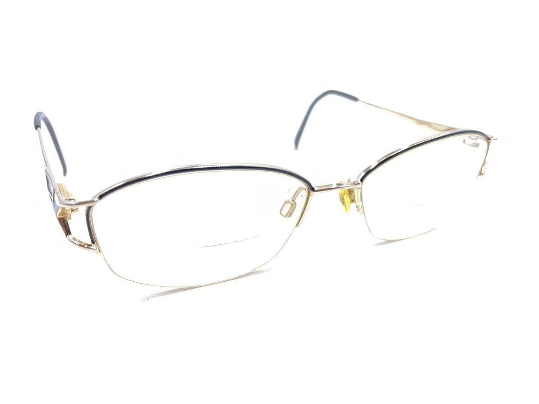Tura Vintage Gold Black Half Rim Eyeglasses Frames 53-16 140 Designer ...