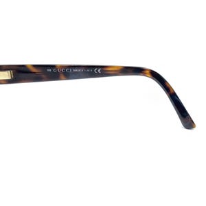 Gucci Gold Brown Tortoise Rectangle Eyeglasses Frames 53-17 135 Italy ...
