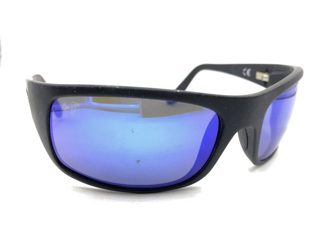 Maui Jim Black Rectangle Wrap Sunglasses Gray Lens Designer Sport Men ...