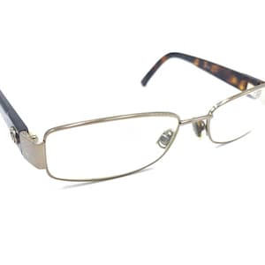 Gucci Gold Brown Tortoise Rectangle Eyeglasses Frames 53-17 135 Italy ...