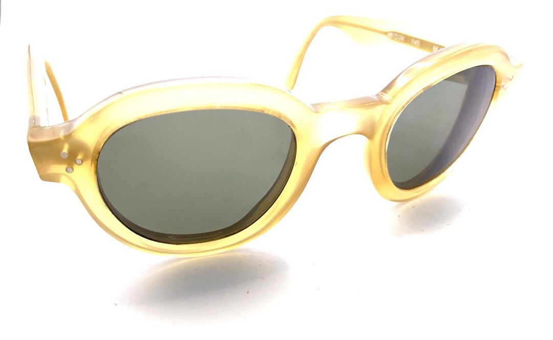 See 7110 M.266 Yellow Tan Round Sunglasses Frames 46-24 145 Designer ...