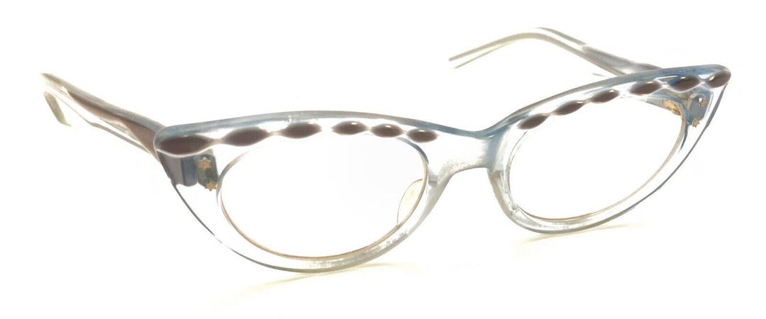Classic Creations Facet Vintage Blue Clear Cat Eye Eyeglasses Frame 44 ...