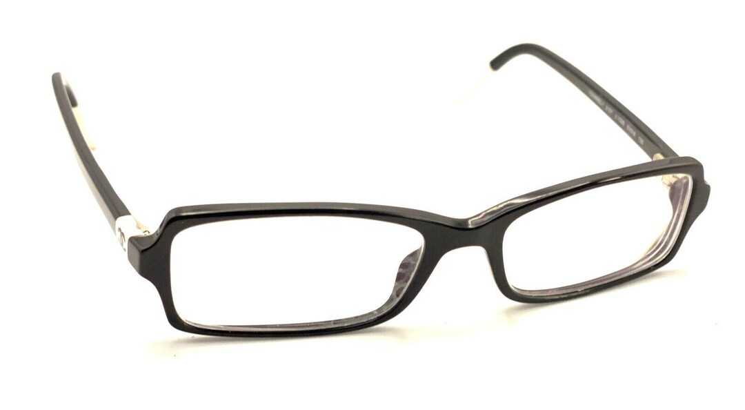 Chanel 3157 1026 Black White Rectangle Metal Eyeglasses Frames 51-16 ...