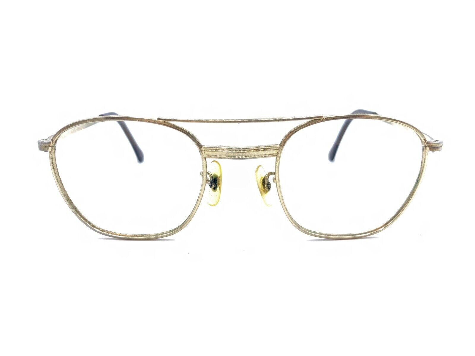 American Optical AO Vintage Gold Square Eyeglasses Frames 145 USA Men ...