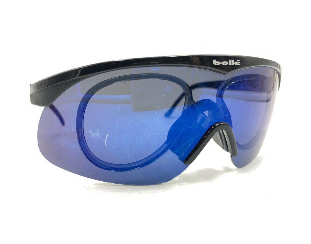 Bolle Black Half Rim Wrap Sunglasses Dual Frames Designer Sports Men ...