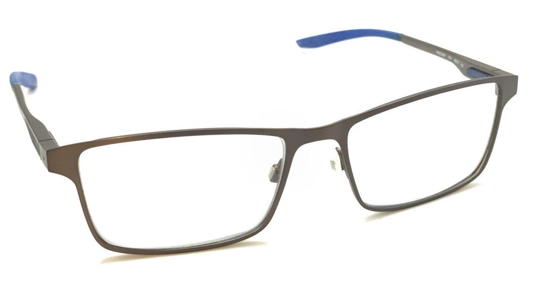 Nike 8047 074 Dark Gray Blue Metal Rectangle Eyeglasses Frames 56-17 ...