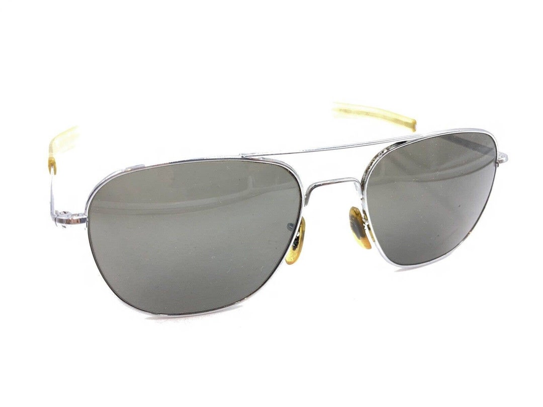 American Optical AO Eyewear Original Pilot Silver Sunglasses Gray Lens ...