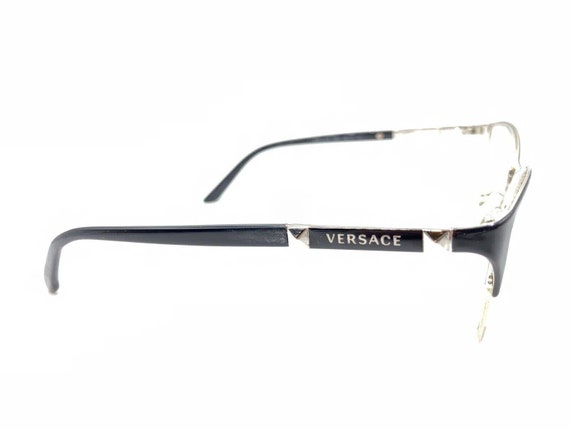 Versace MOD. 1218 1343 Black Silver Cat Eye Half Rim … - Gem