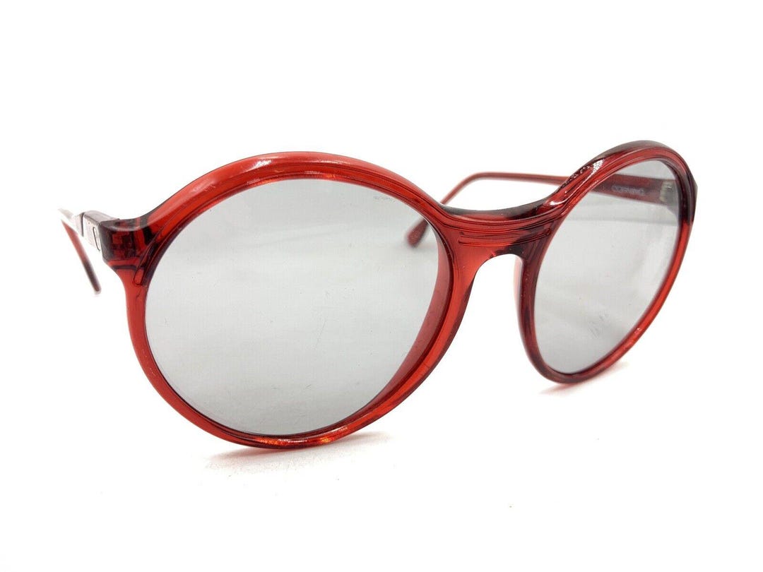 Corning Vintage 4081M Translucent Red Round Sunglasses Gray Lens 70-20 ...