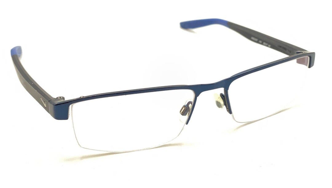Nike 8137 416 Black Blue Half Rim Eyeglasses Frames 55-17 140 Men Women ...