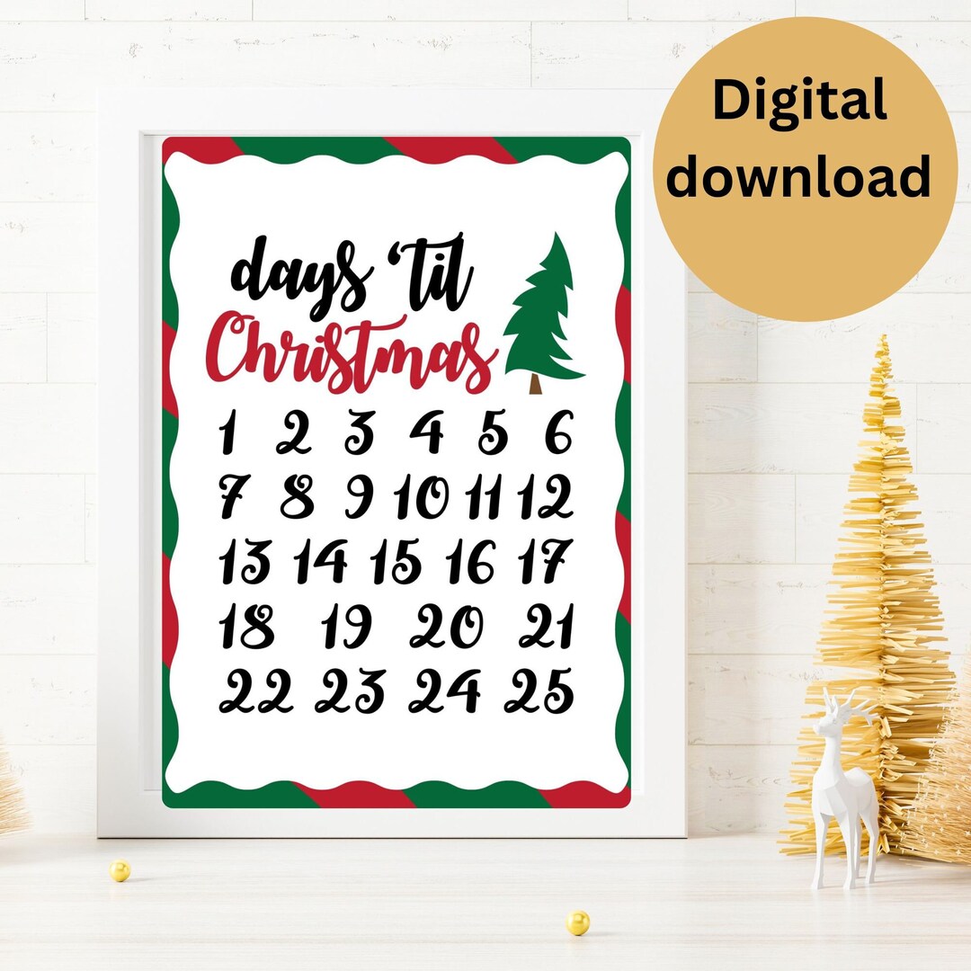 Countdown to Christmas Printable Advent Calendar DIY Festive Fun ...
