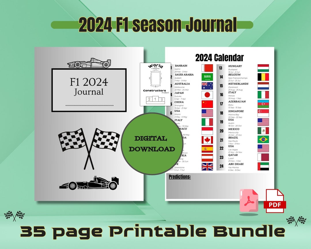 F1 2024 Season Digital Interactive Journal, Formula One Racing Drivers ...