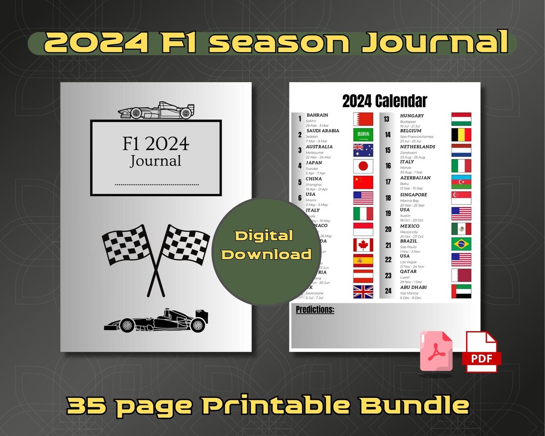 F1 2024 Season Digital Interactive Journal, Formula One Racing Drivers ...