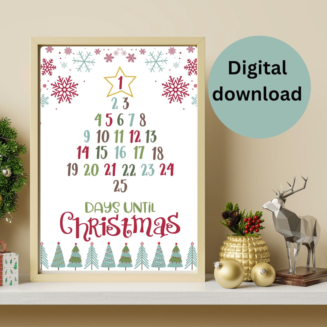 Countdown to Christmas Printable Advent Calendar DIY Festive Fun ...