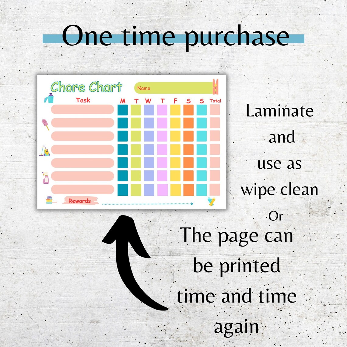Chore Chart for Kids, Printable Chore Chart, Chores, Tasks ...