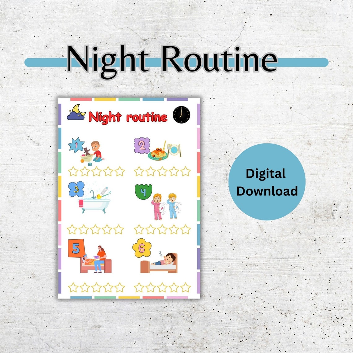 Nighttime Checklist Routine Chart Visual Checklist SEN Special ...