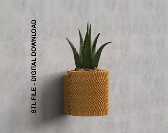 Wall Mounted Planter STL File for 3D Printing Rounded Series Wave ...