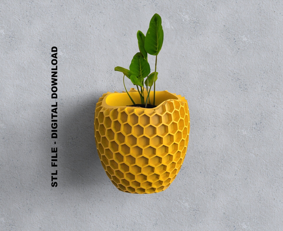 Wall Mounted Planter STL File for 3D Printing - Honeypot Honeycomb ...