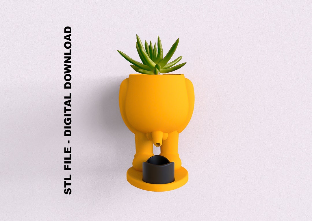 Wall Mounted Planter STL File for 3D Printing Peeing Man Funny Wall ...