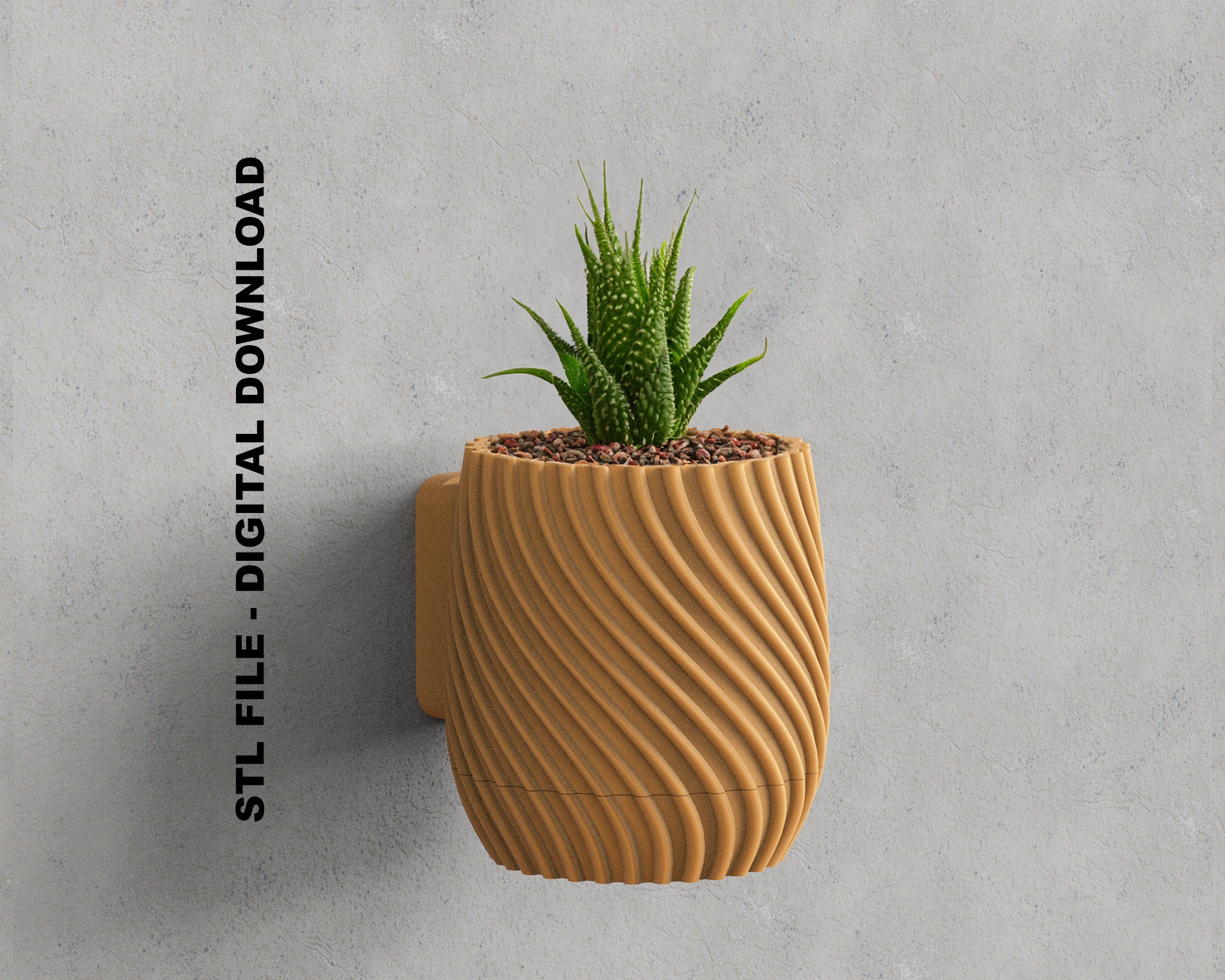 Wall Mounted Planter STL File for 3D Printing - Rounded Series Wave ...
