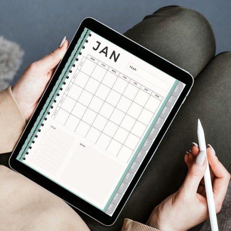 Digital Monthly Planner - Downloadable File With Stickers - Etsy