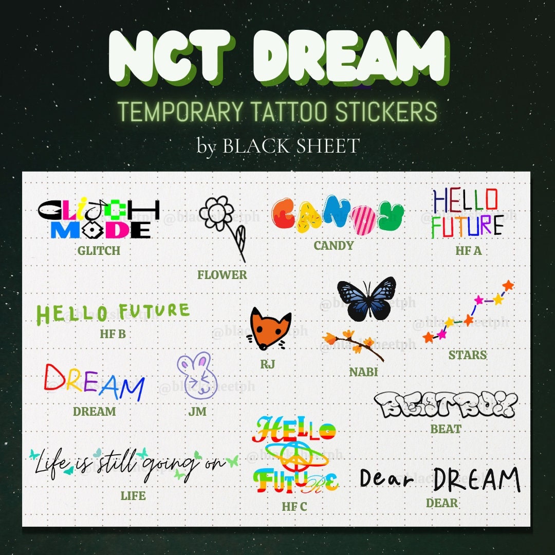 NCT Dream Temporary Tattoos Set - Assorted Kpop Stickers and Decals for ...