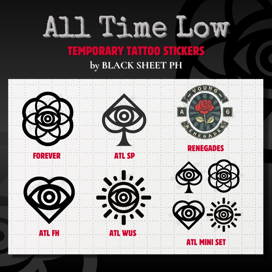 All Time Low Temporary Tattoos ATL Inspired Concert Stickers Decals - Etsy