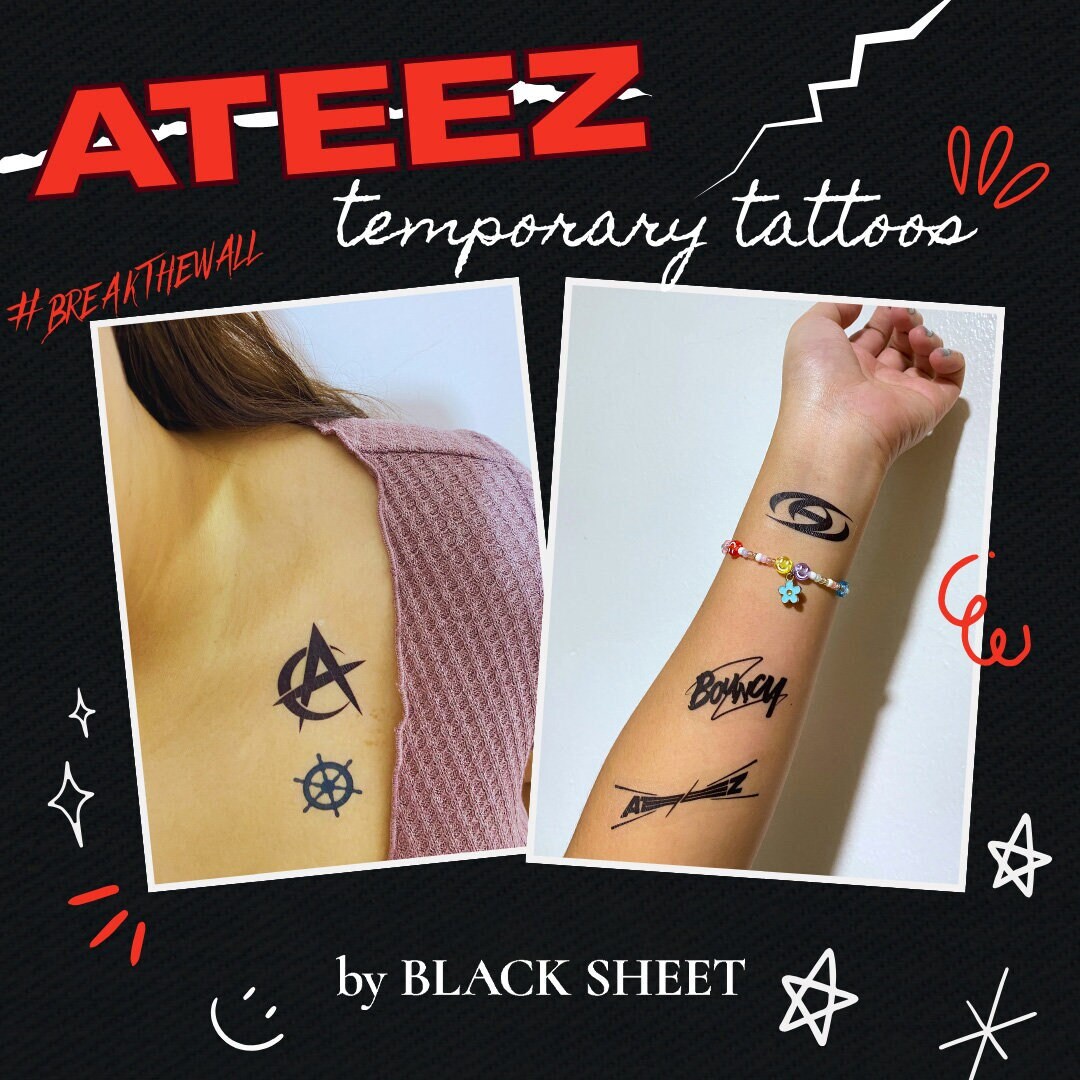 ATEEZ Temporary Tattoos Set, ATZ Kpop Inspired Stickers Decals - Etsy