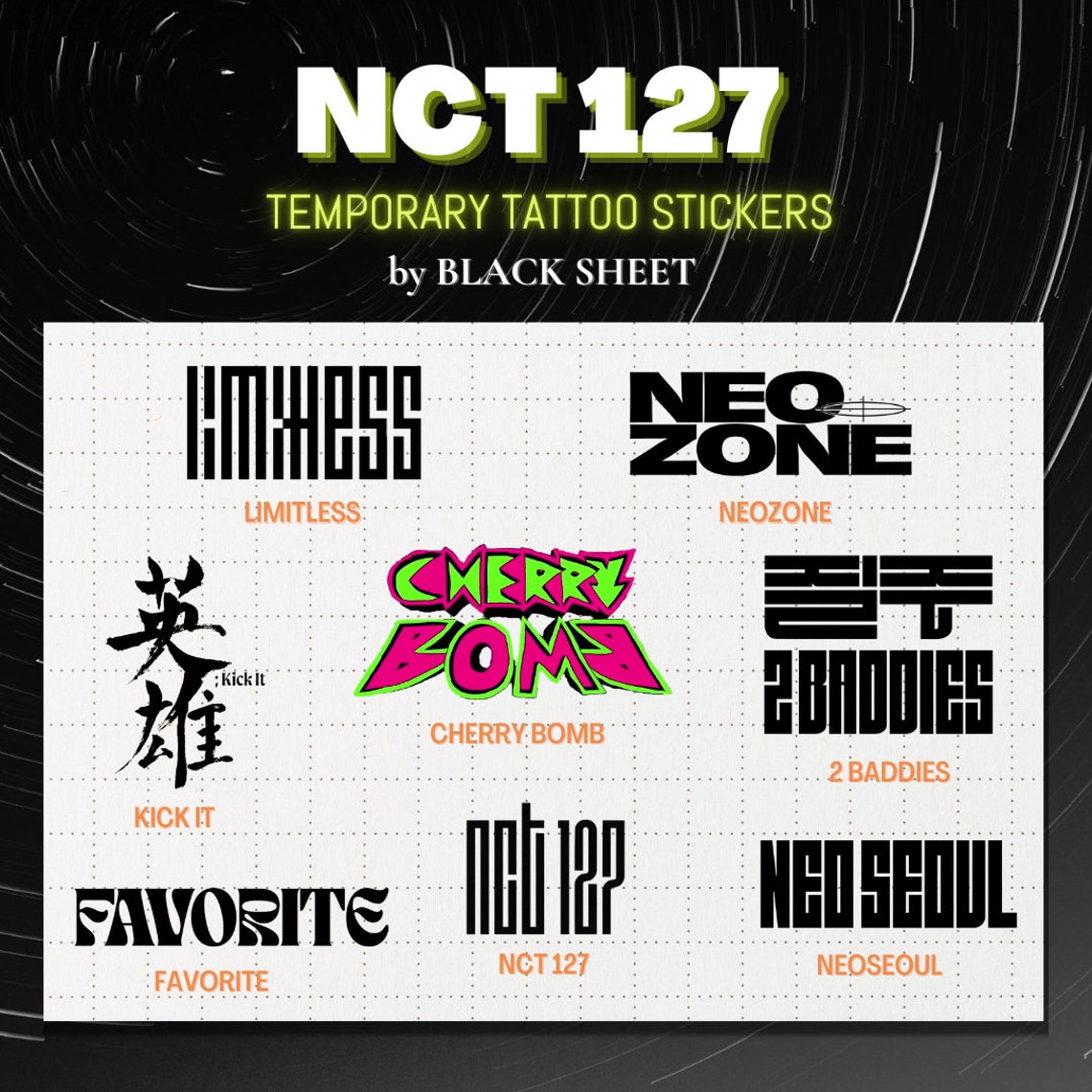 NCT 127 Stickers, Taeyong Johnny Temporary Tattoos Set, Assorted Kpop ...