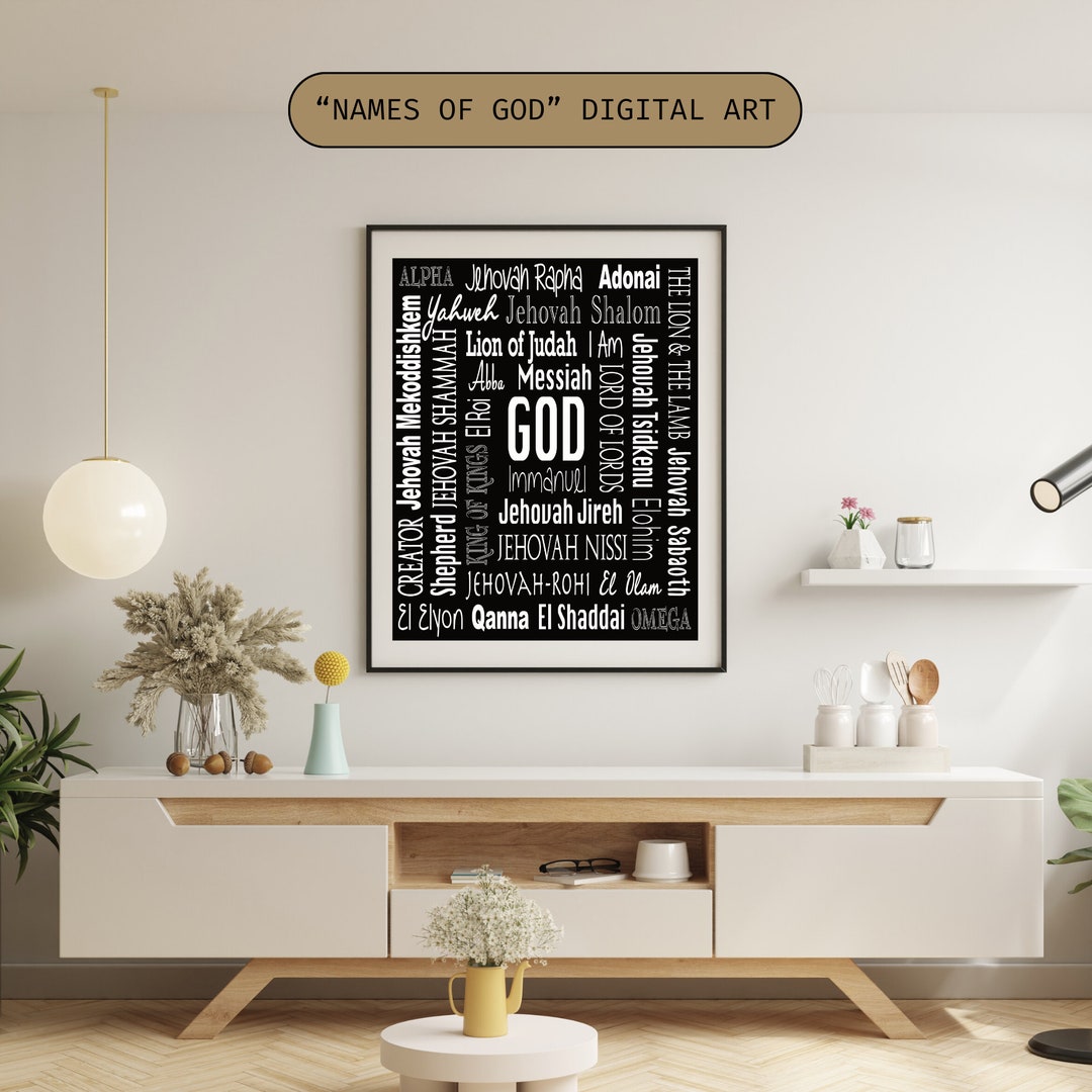 NAMES OF GOD With Black Background 8x10, 12x14, or 16x20 - Etsy