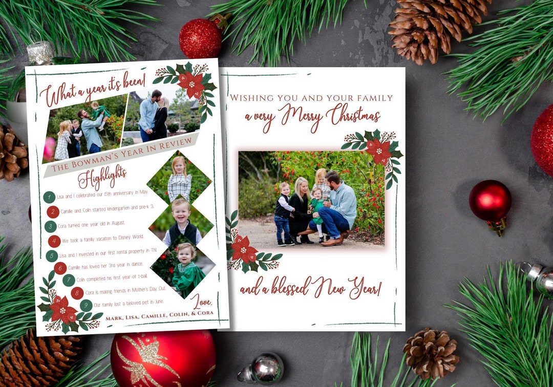 CHRISTMAS CARD NEWSLETTER Template, What a Year It's Been, Personalize ...