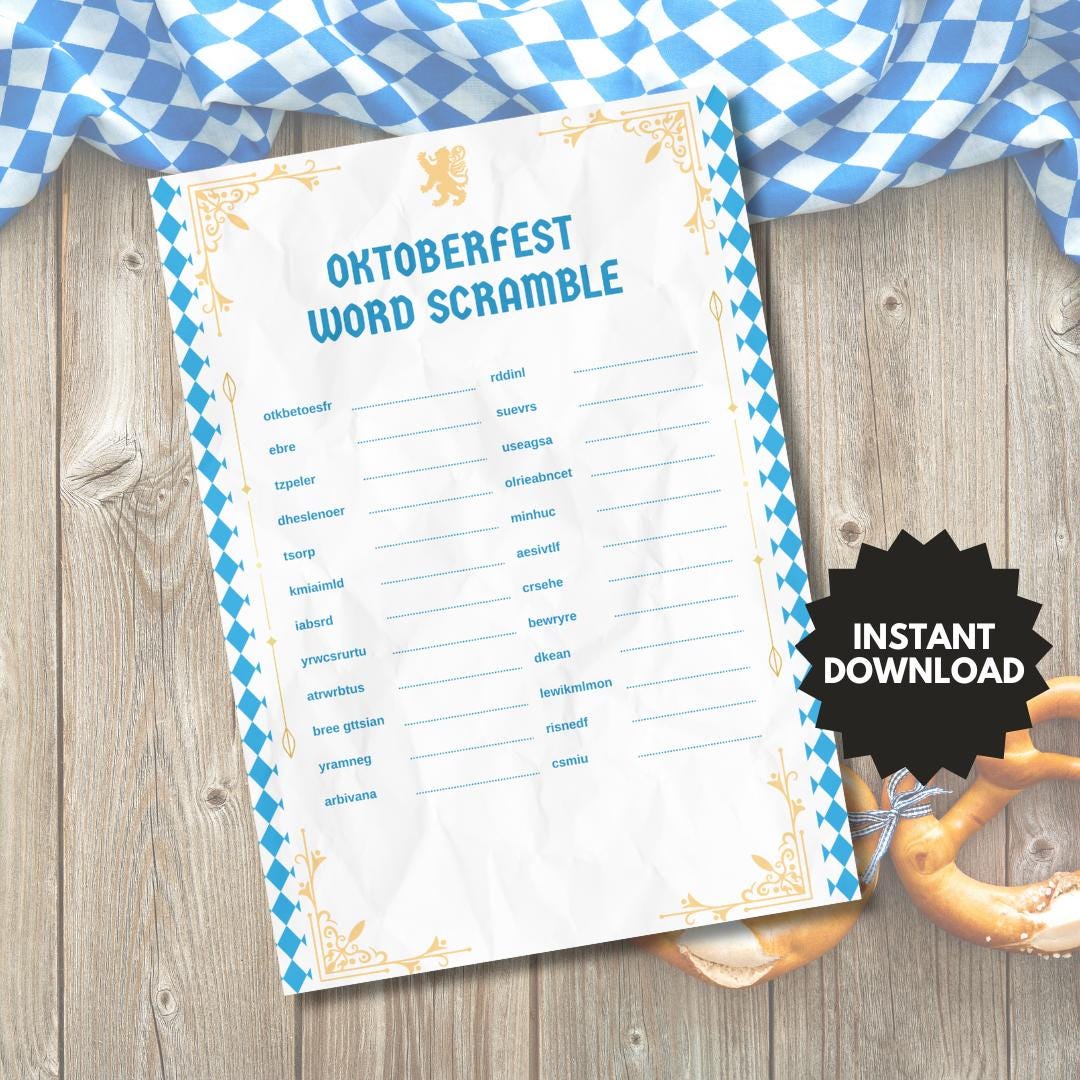 Oktoberfest Word Scramble, Oktoberfest Game, Oktoberfest Games ...