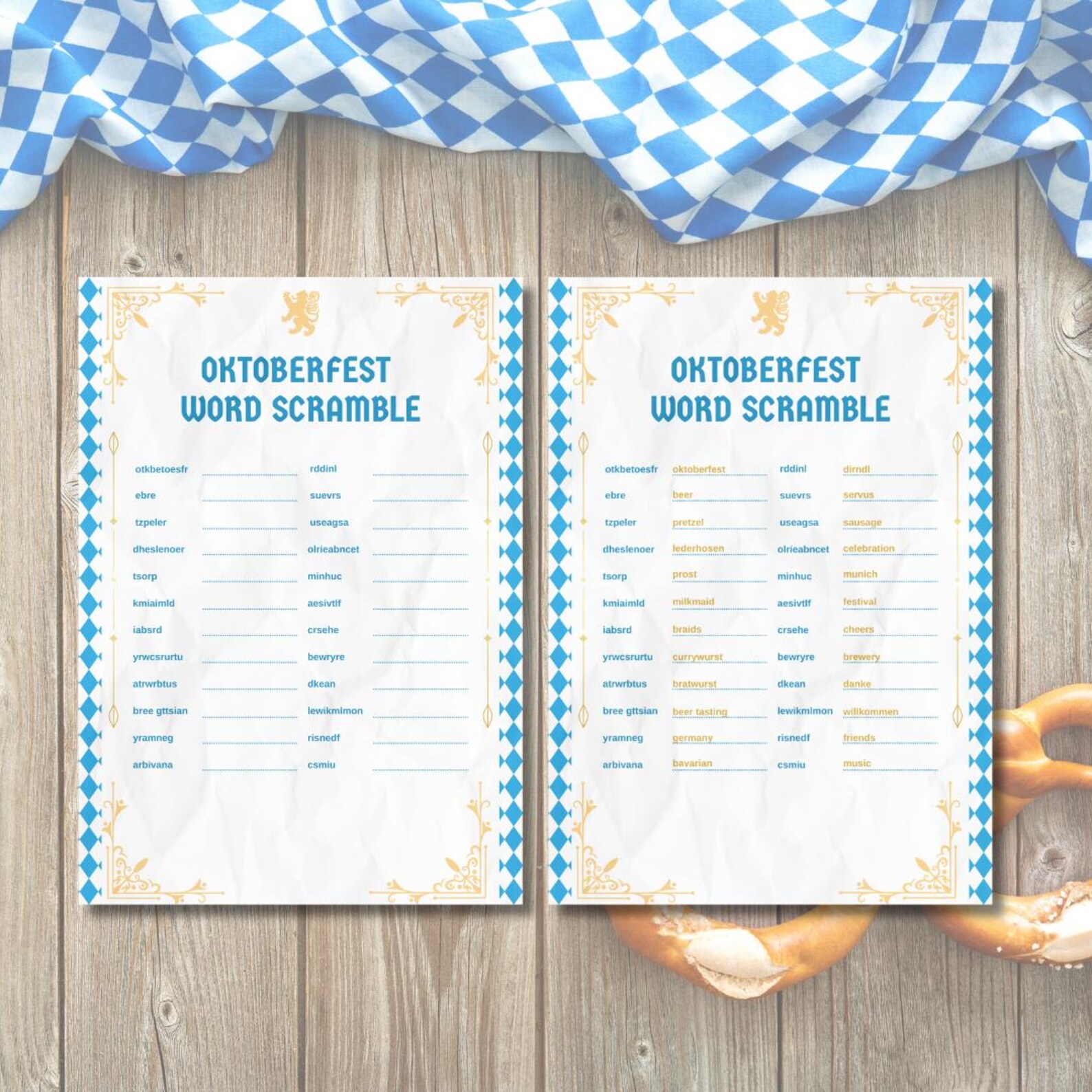 Oktoberfest Word Scramble, Oktoberfest Game, Oktoberfest Games ...