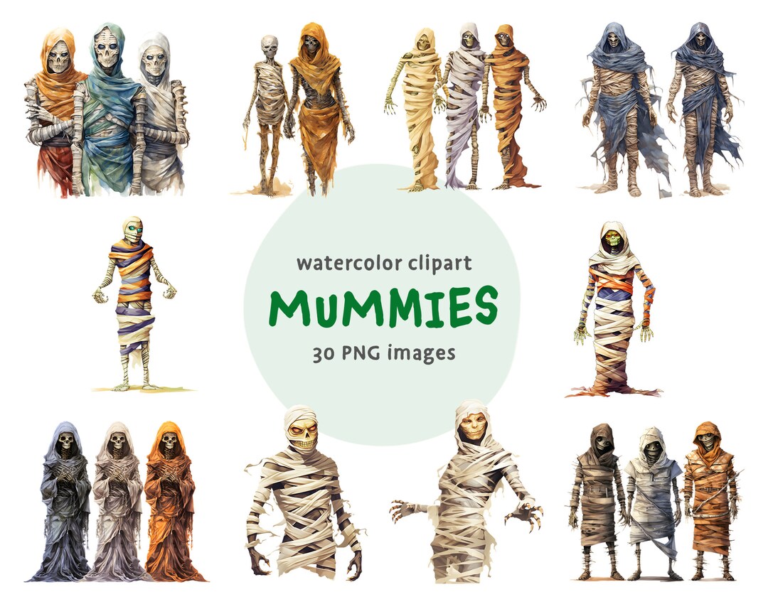 Watercolor Mummies Clipart Halloween Clipart Mummies - Etsy