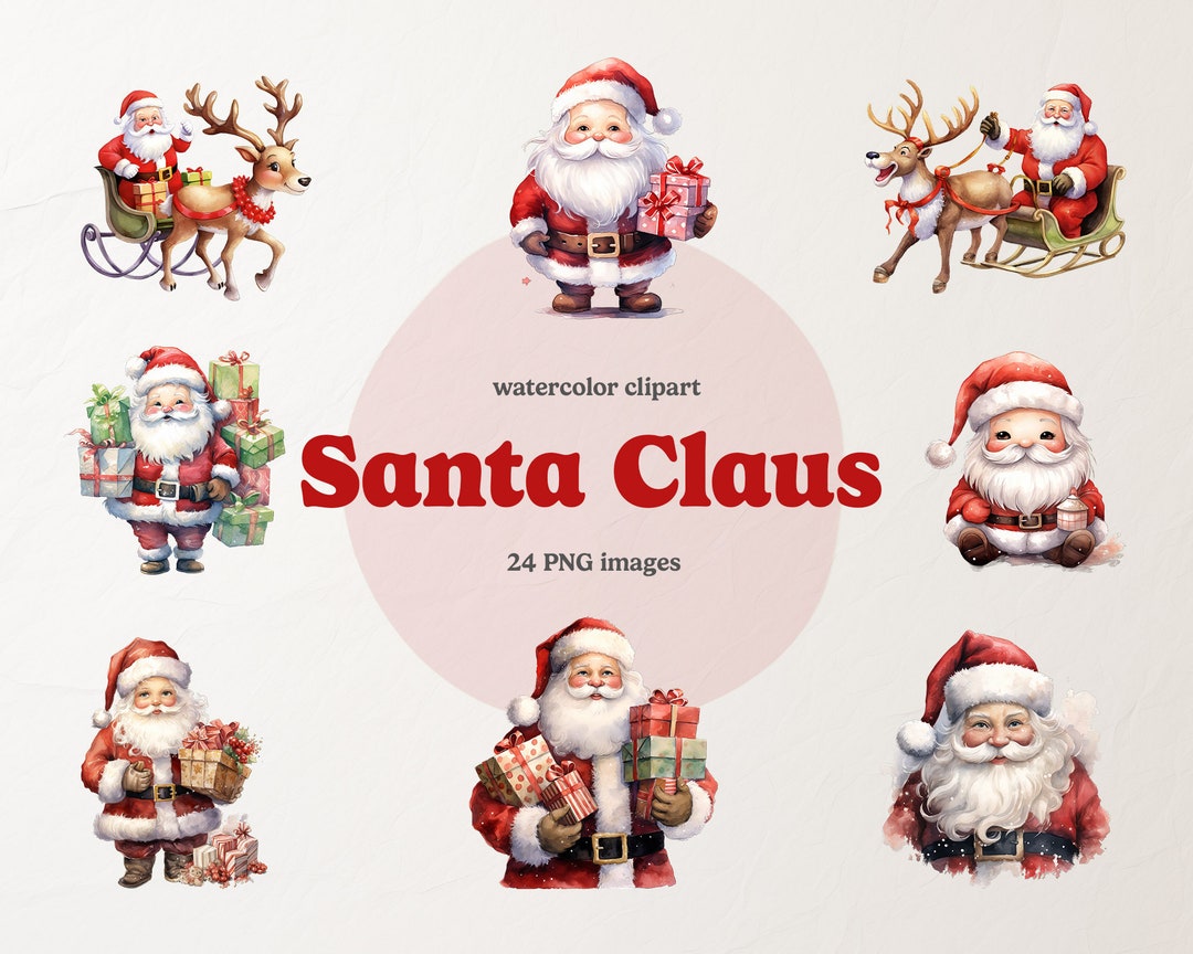 Watercolor Santa Claus Clipart Santa Clipart Christmas - Etsy