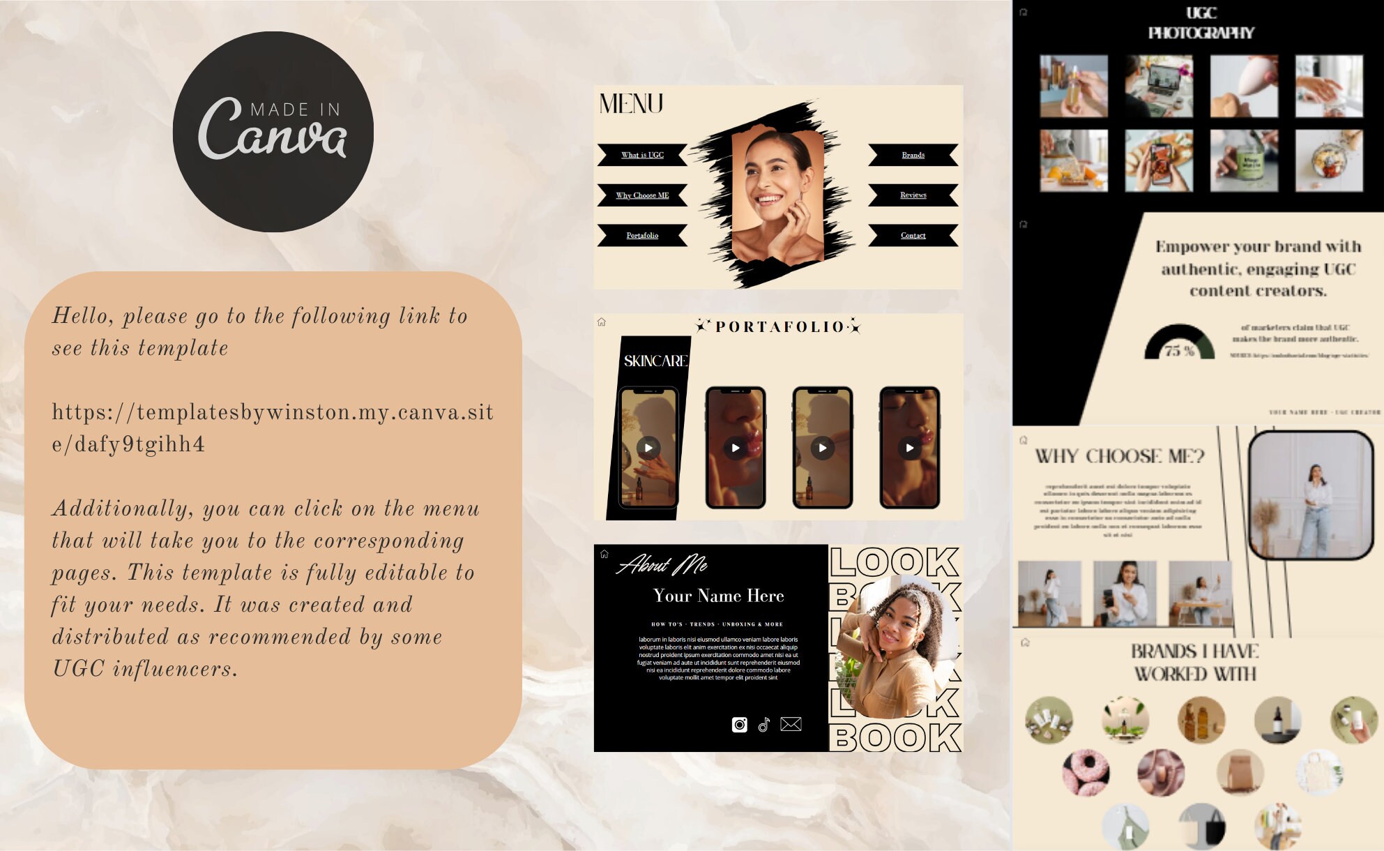 Plantilla de portafolio UGC canva plantilla de sitio web ugc - Etsy México