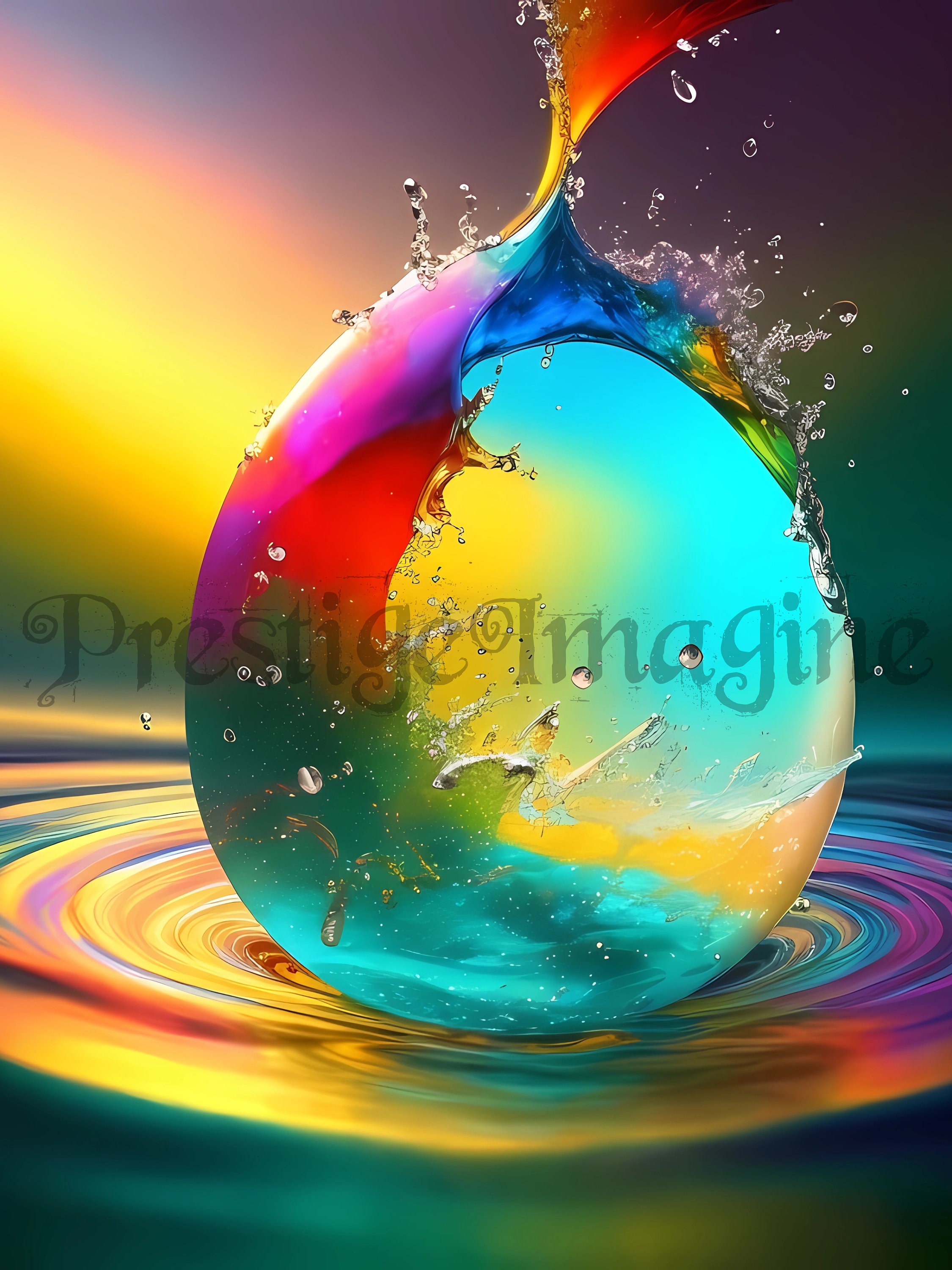 Rainbow Water Drops Wallpaper