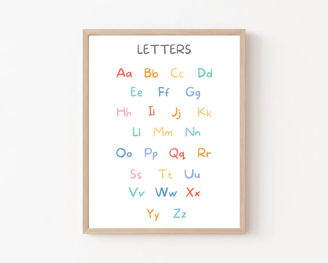 ABC Educational Print, ABC Wall Art, Colorful ABC Print, Early Literacy ...