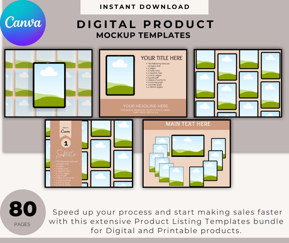 Editable Canva Templates for PLR Mockups, Digital Product Display ...