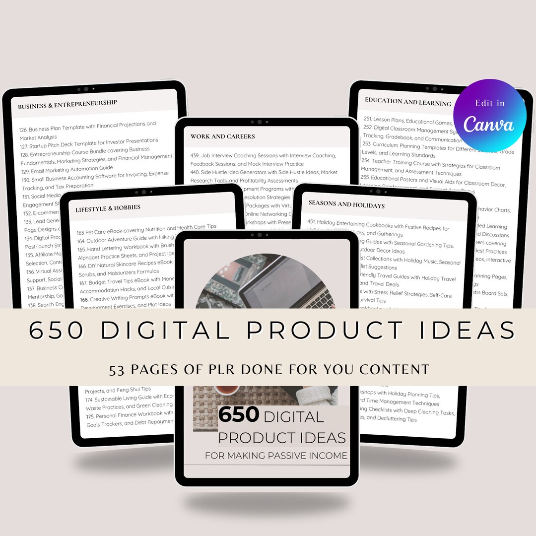 650 Digital Product Ideas, Products to Sell, Business Ideas, Private ...