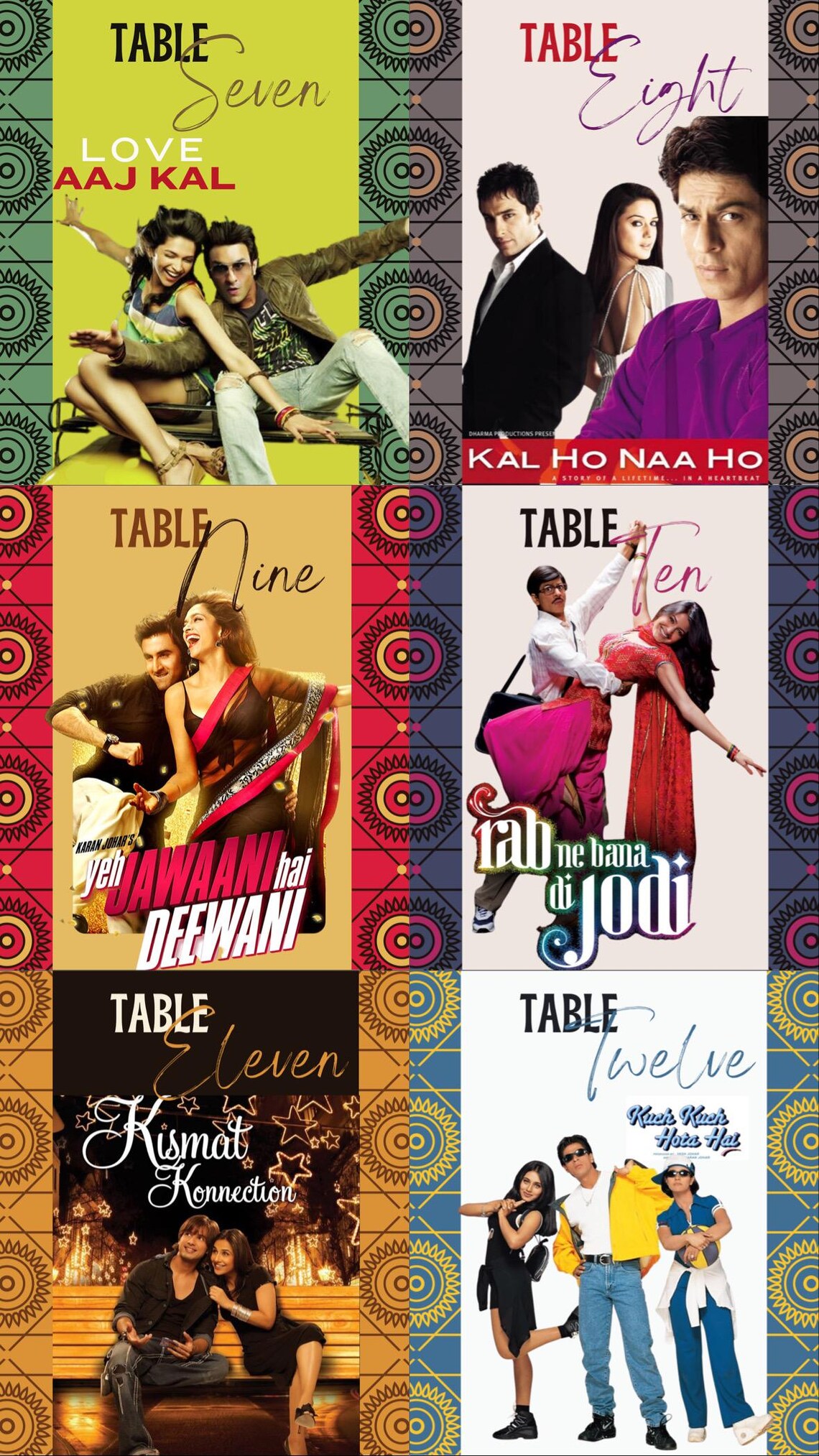 Tables 1-5 Bollywood Themed Wedding/mehndi Table Signs - Etsy